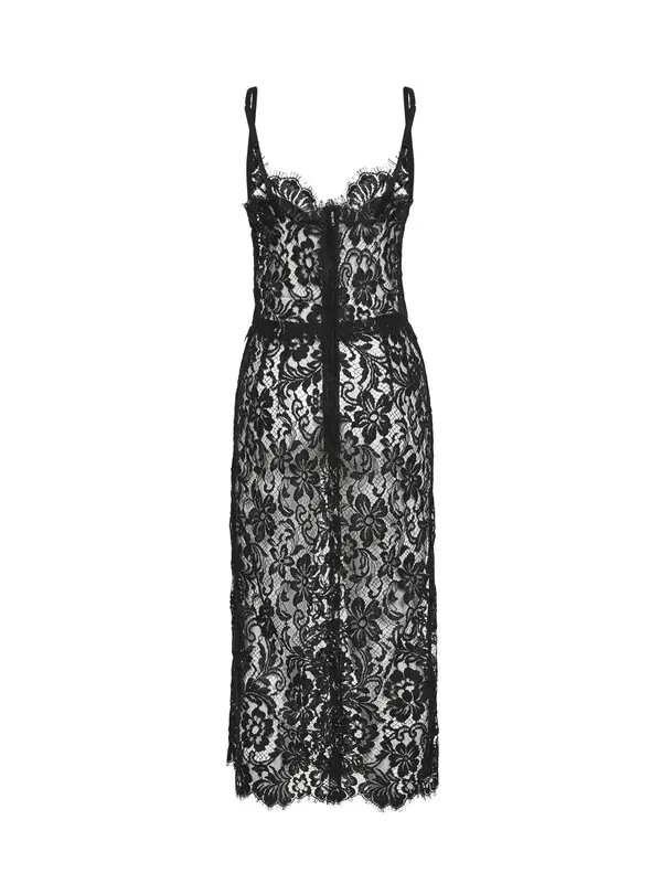 Dolce & Gabbana Lace Bustier Midi Dress - Black