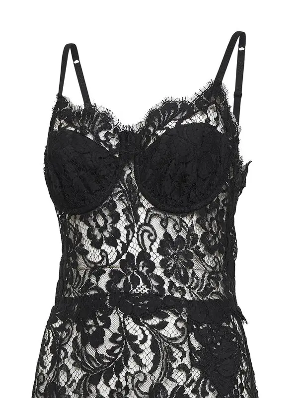 Dolce & Gabbana Lace Bustier Midi Dress - Black