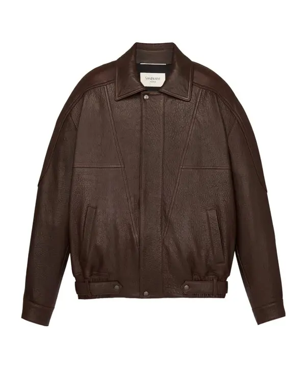 Saint Laurent Bubbled Lambskin Jacket With Cupro And Acetate Lining - Black