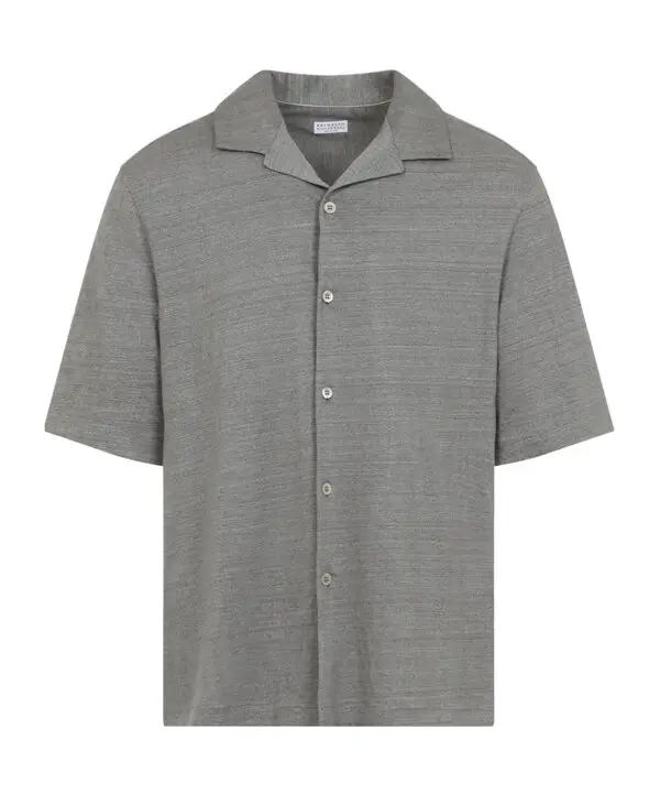 Brunello Cucinelli Camp-collar Short-sleeve Shirt - Gray