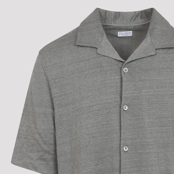 Brunello Cucinelli Camp-collar Short-sleeve Shirt - Gray