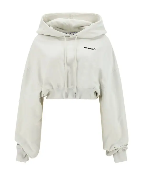 Off-White Logo Cropped Hoodie - White
