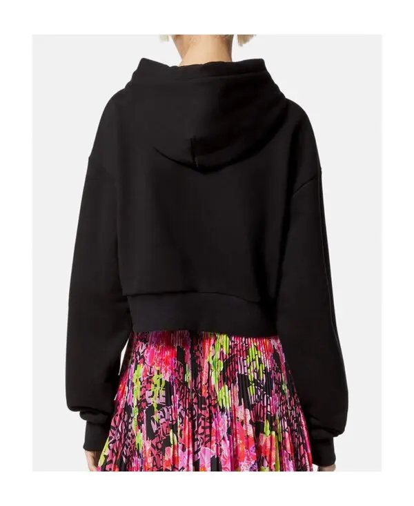 Versace Embellished Logo Cropped Hoodie