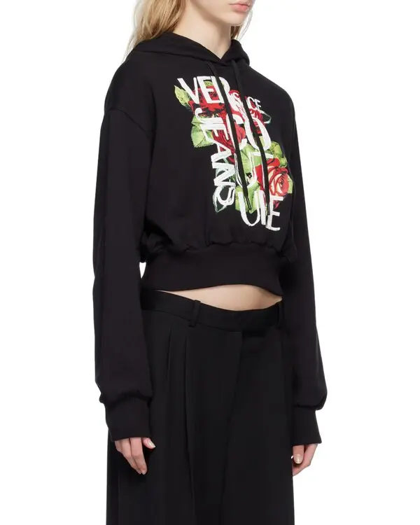 Versace Cropped Logo-print Cotton Hoodie