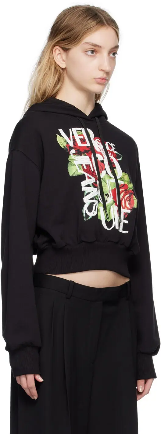 Versace Cropped Logo-print Cotton Hoodie