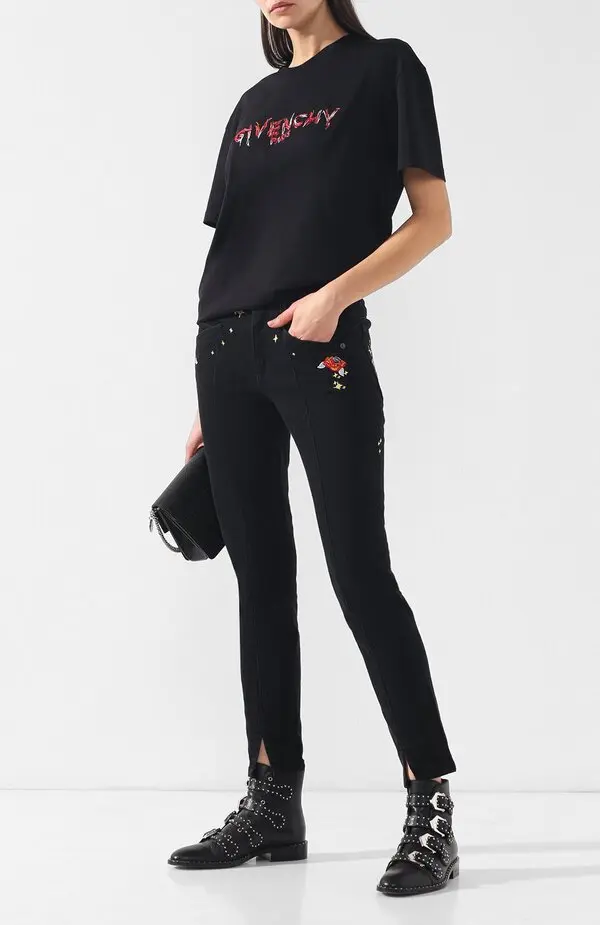 Givenchy Embroidered Nine-quarter Jeans