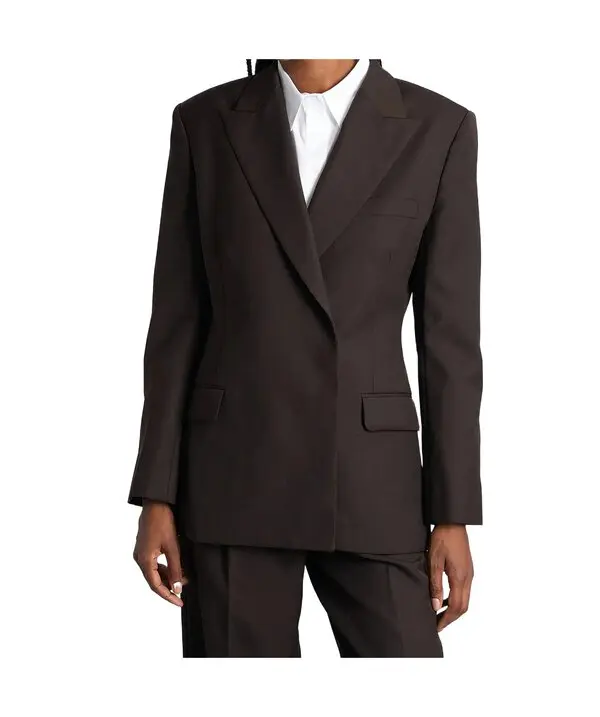 ANINE BING Double-breasted Padded Shoulder Blazer
