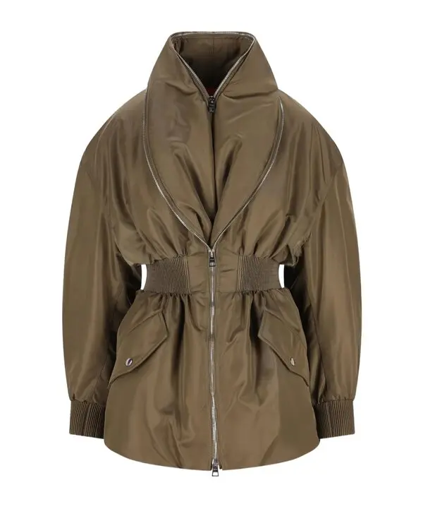 Givenchy Hourglass Bomber With Zipped Shawl Collar In Nylon - Khaki