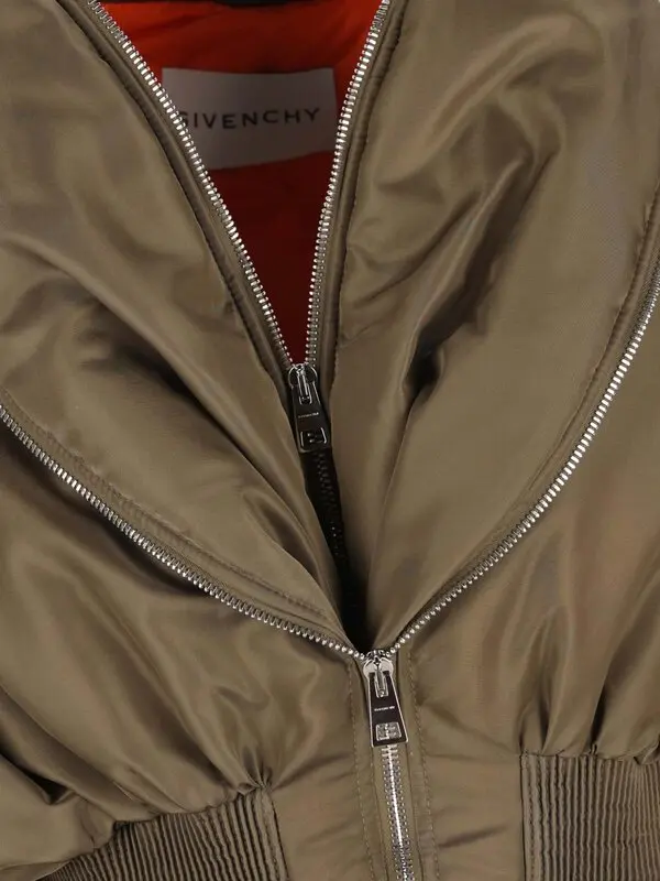 Givenchy Hourglass Bomber With Zipped Shawl Collar In Nylon - Khaki