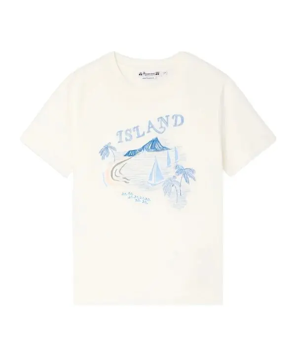 Bonpoint Island" Printed T-shirt - Cream-white