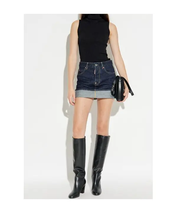 Dsquared2 High-neck Sleeveless Ribbed Knit Top With Logo Detail - Black