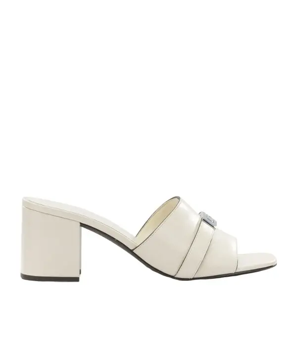 Tory Burch Leelee Block Heel Square Toe Sandals - White