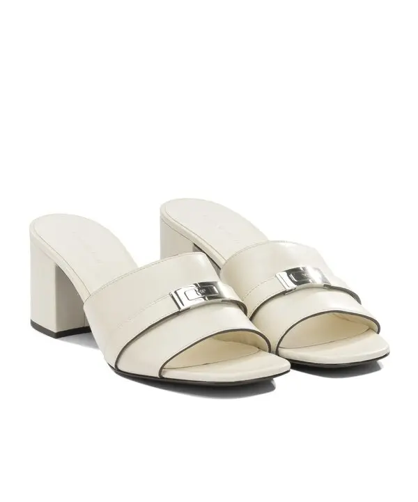 Tory Burch Leelee Block Heel Square Toe Sandals - White