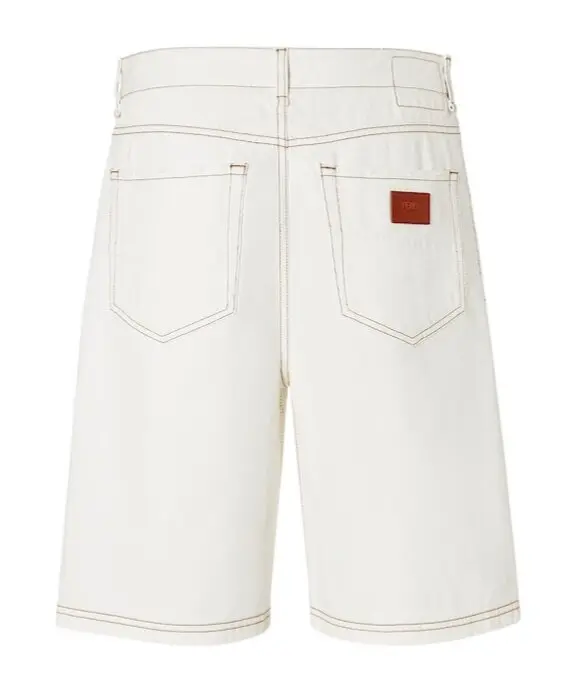 Fendi Five-pocket Denim Bermuda Shorts - White