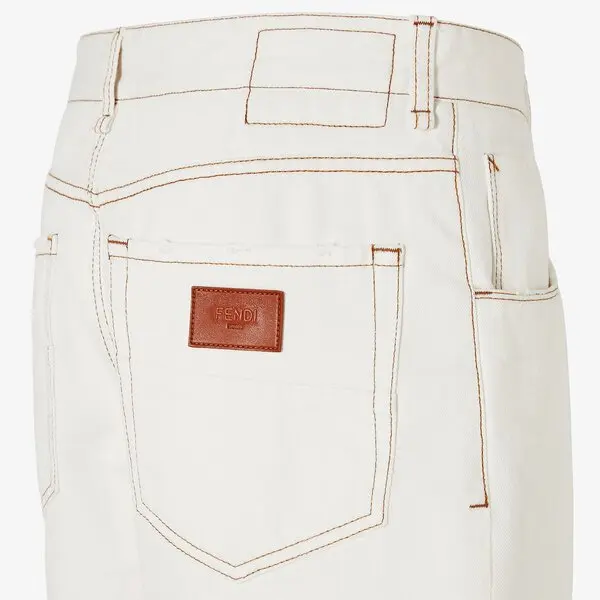 Fendi Five-pocket Denim Bermuda Shorts - White