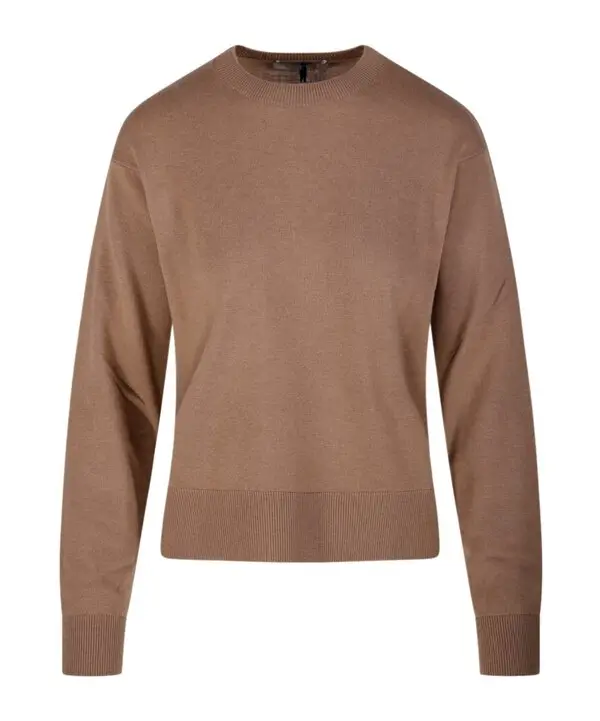 Max Mara Crewneck Jumper With Ribbed Details - Brown
