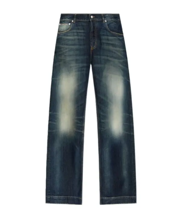Alexander McQueen Vintage Effect Straight-leg Jeans - Navy Blue
