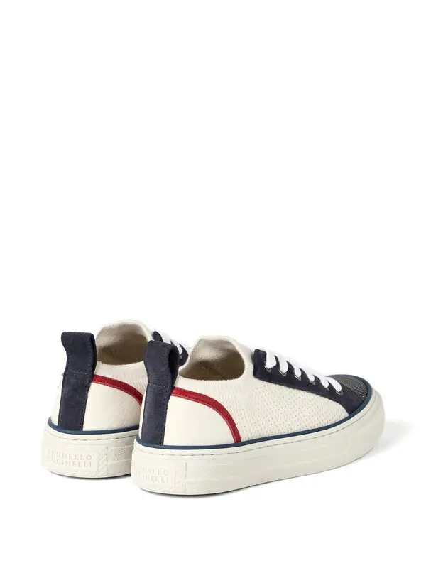 Brunello Cucinelli Knitted Low-top Sneakers With Perforated Details