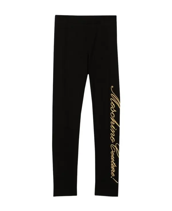 Moschino Embroidered-logo Detail Leggings - Black