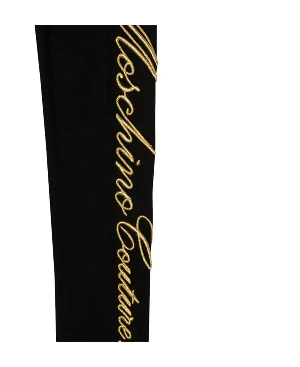 Moschino Embroidered-logo Detail Leggings - Black