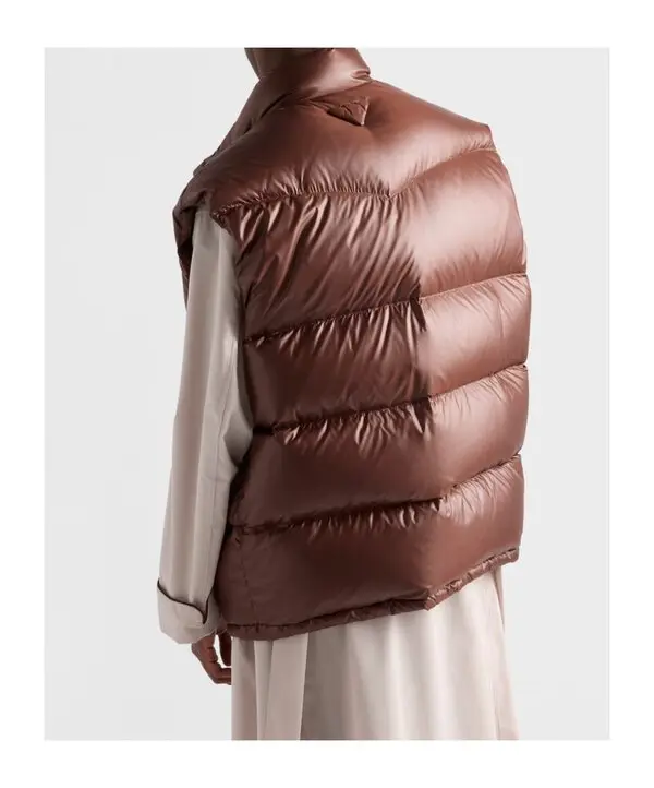 Prada Re-nylon Down Vest - Cocoa Brown