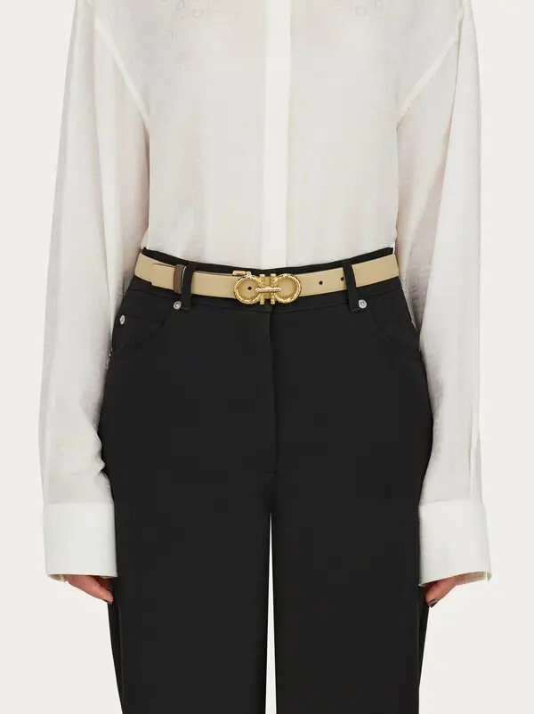 FERRAGAMO Reversible Leather Belt With Gancini Buckle