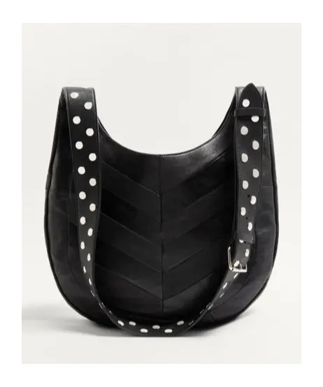 Valentino Garavani Vlogo Chevron Patterned Logo Plaque Hobo Bag