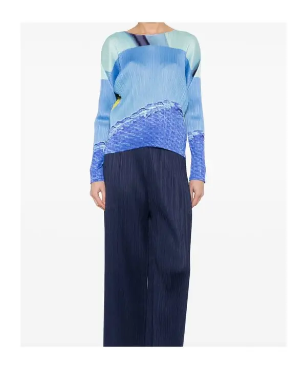 PLEATS PLEASE BY ISSEY MIYAKE Long Sleeve Printed Top