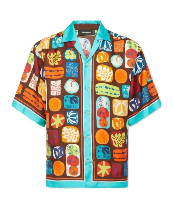 Dsquared2 Summer Lovers Drop Shoulder Bowling Shirt - Multi-color