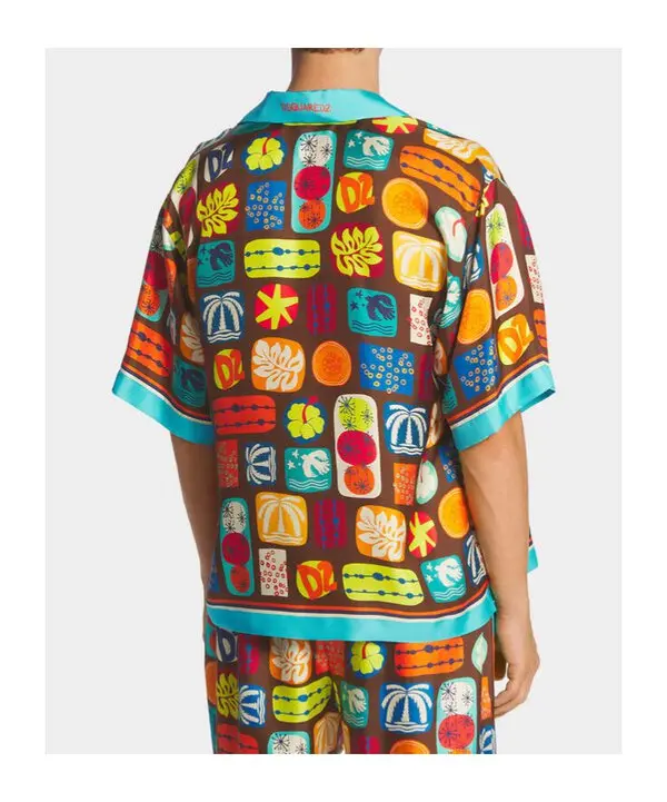 Dsquared2 Summer Lovers Drop Shoulder Bowling Shirt - Multi-color