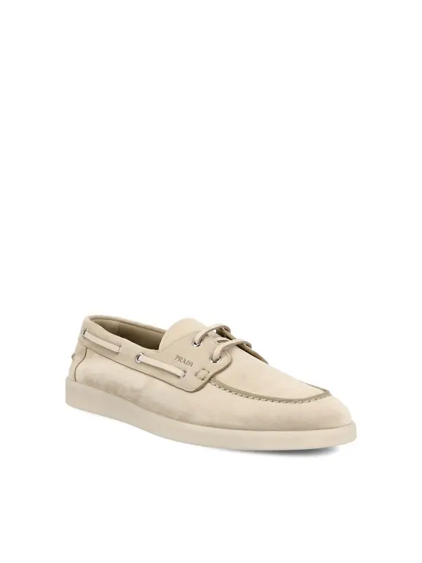 Prada Allacciate Lace-up Boat Shoes - Nude