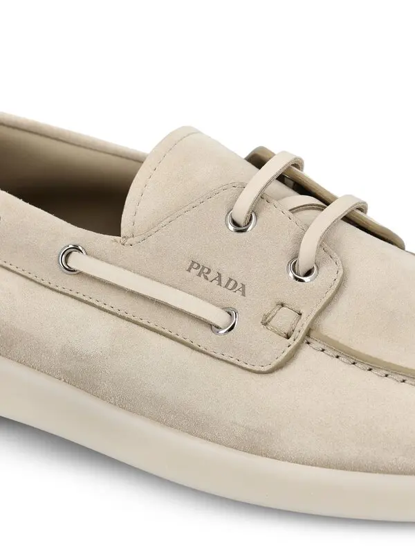 Prada Allacciate Lace-up Boat Shoes - Nude