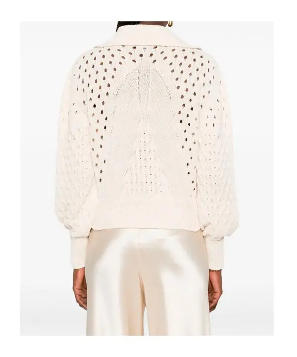 TWINSET Lace-up Knit Sweater With Bow Detail - White