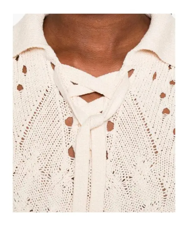 TWINSET Lace-up Knit Sweater With Bow Detail - White