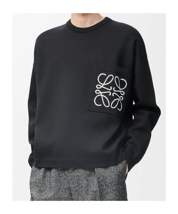 Loewe Anagram Intarsia Crewneck Jumper - Black/white