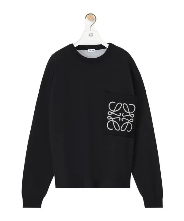 Loewe Anagram Intarsia Crewneck Jumper - Black/white