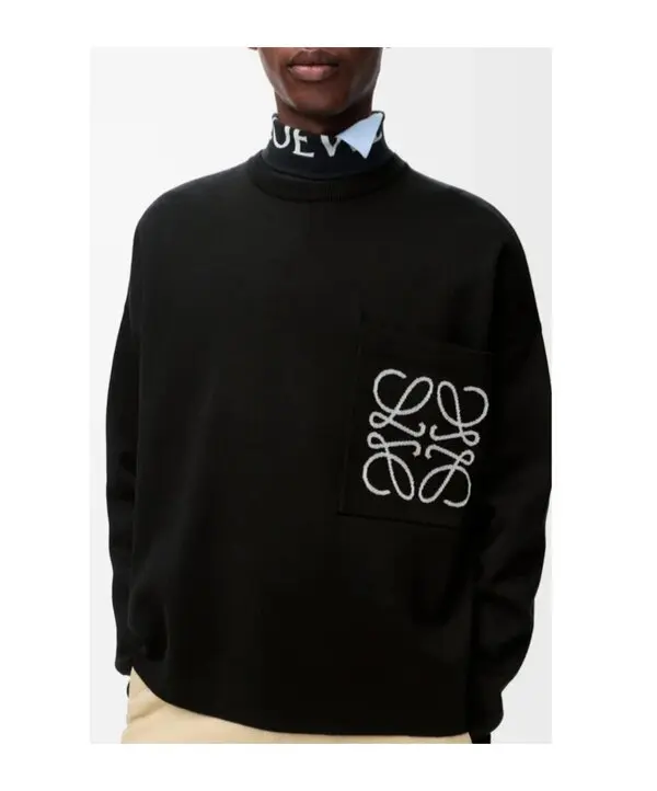 Loewe Anagram Intarsia Crewneck Jumper - Black/white