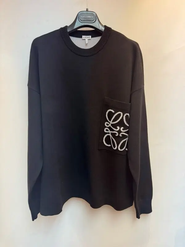 Loewe Anagram Intarsia Crewneck Jumper - Black/white
