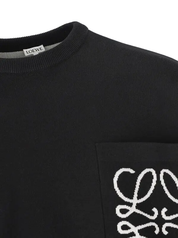 Loewe Anagram Intarsia Crewneck Jumper - Black/white