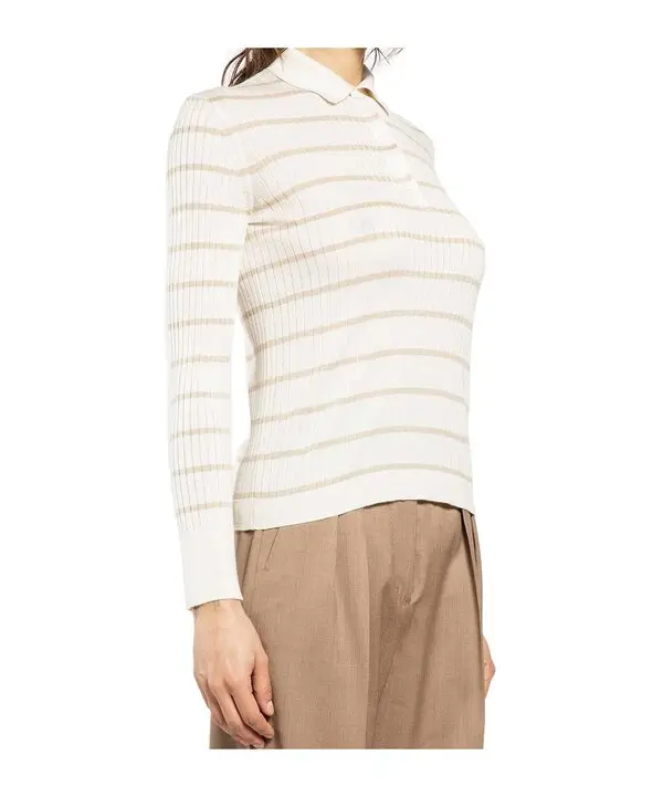 Max Mara Striped Knitted Polo Shirt