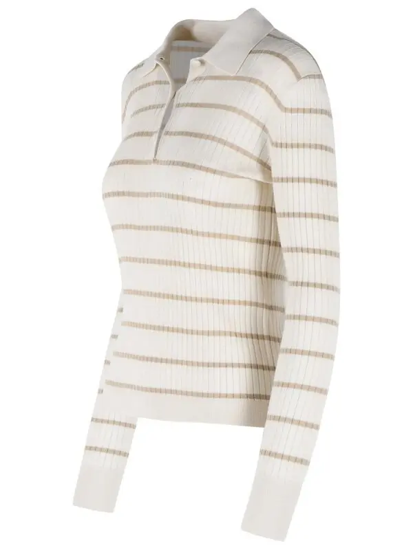 Max Mara Striped Knitted Polo Shirt - White