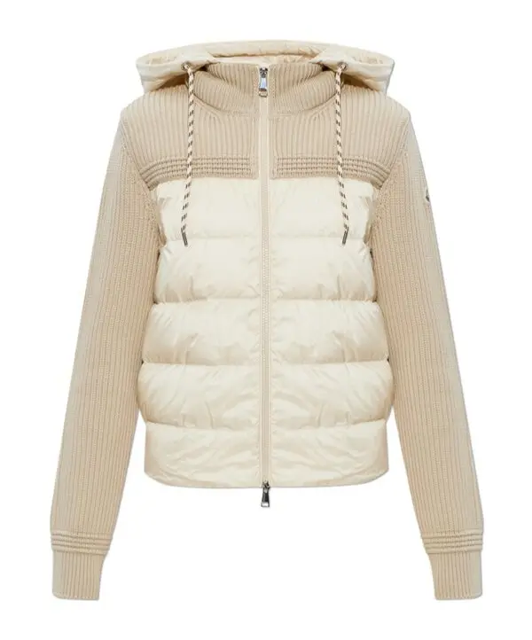 Moncler Quilted Cardigan With Drawstring Hood - Snow-white