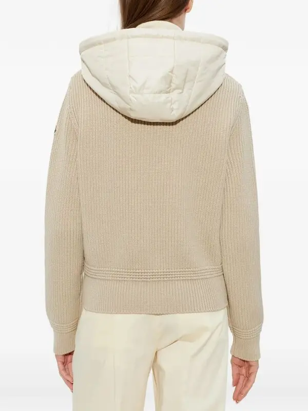 Moncler Quilted Cardigan With Drawstring Hood - Snow-white