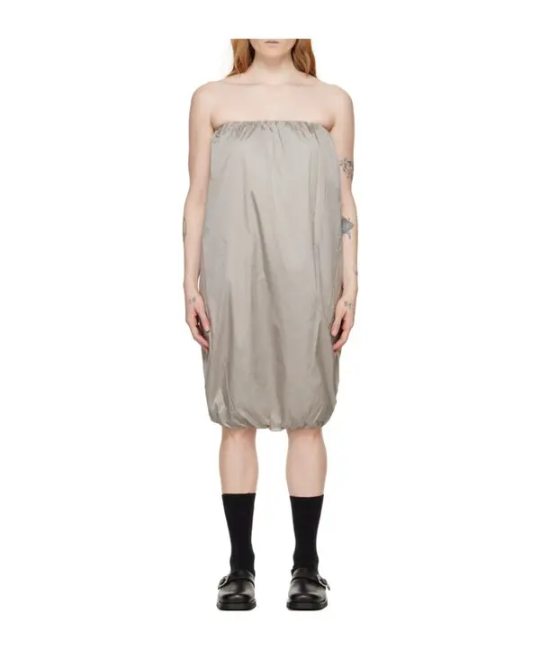 AMOMENTO Taffeta Shirred Dress