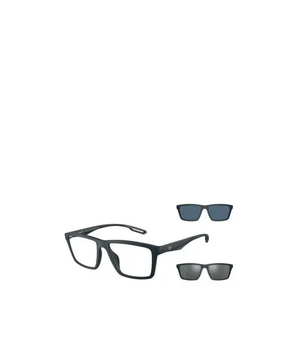 Emporio Armani Logo Rectangle Sunglasses With Clip-ons - Black