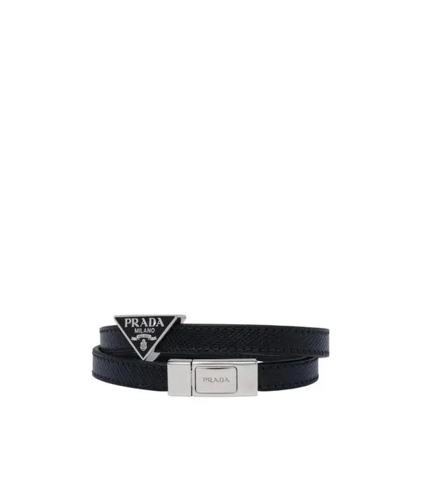 Prada Logo Plaque Bracelet - Black
