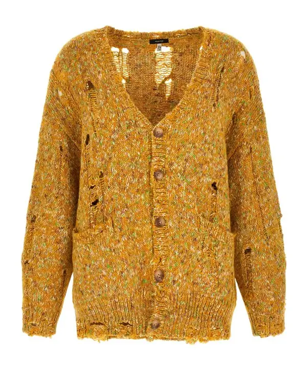 R13 Distressed Knitted V-neck Cardigan