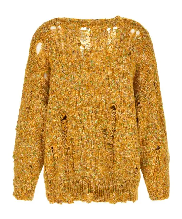 R13 Distressed Knitted V-neck Cardigan