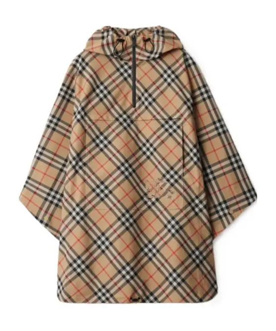 Burberry Checked Hooded Cape - Beige