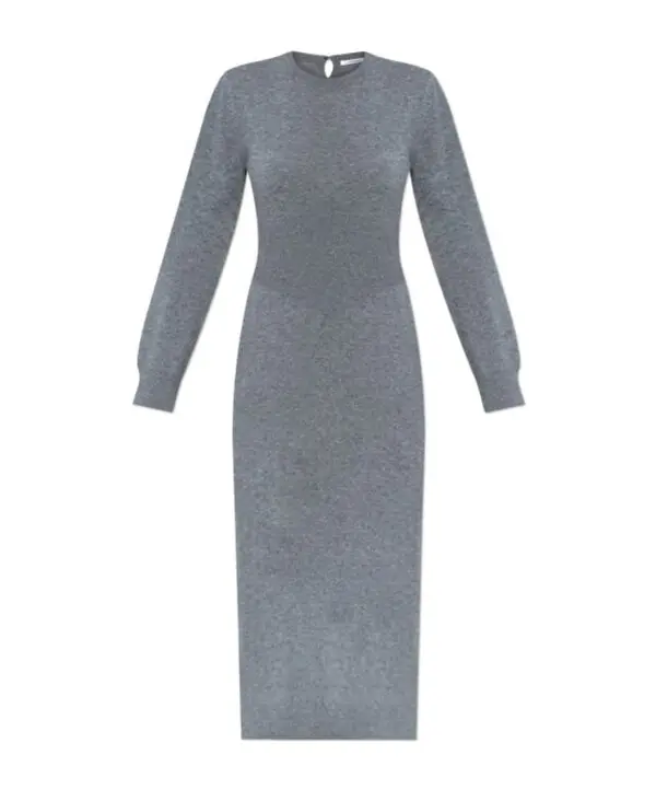 Givenchy Knitted Midi Dress With Side Vents - Grey